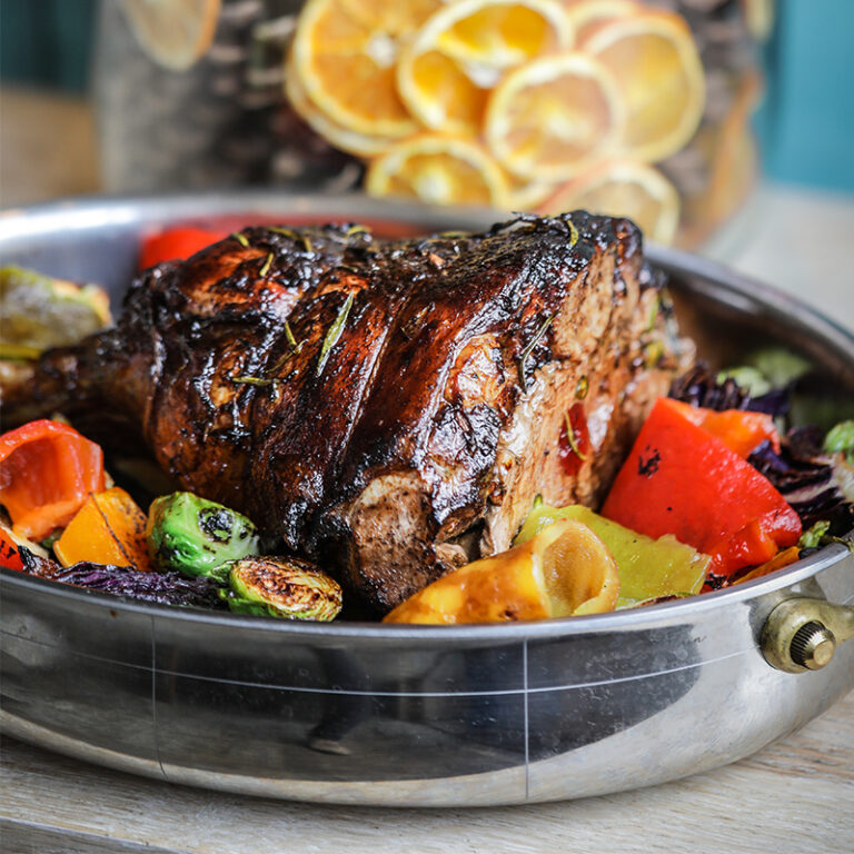 Francesco Mazzei’s fruit mustard leg of Welsh Lamb with oven roasted ...